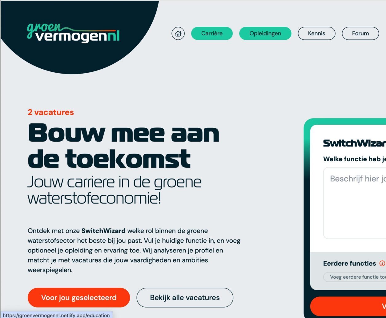 Nationaal Kennisplatform voor waterstof: van prototype naar proof of concept - GroenvermogenNL